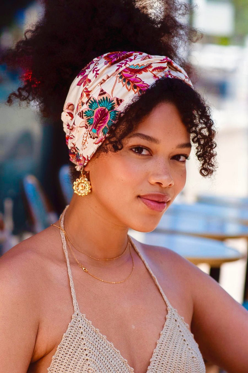 Bandeau cheveux femme - Fleurs Rose – Indira de paris