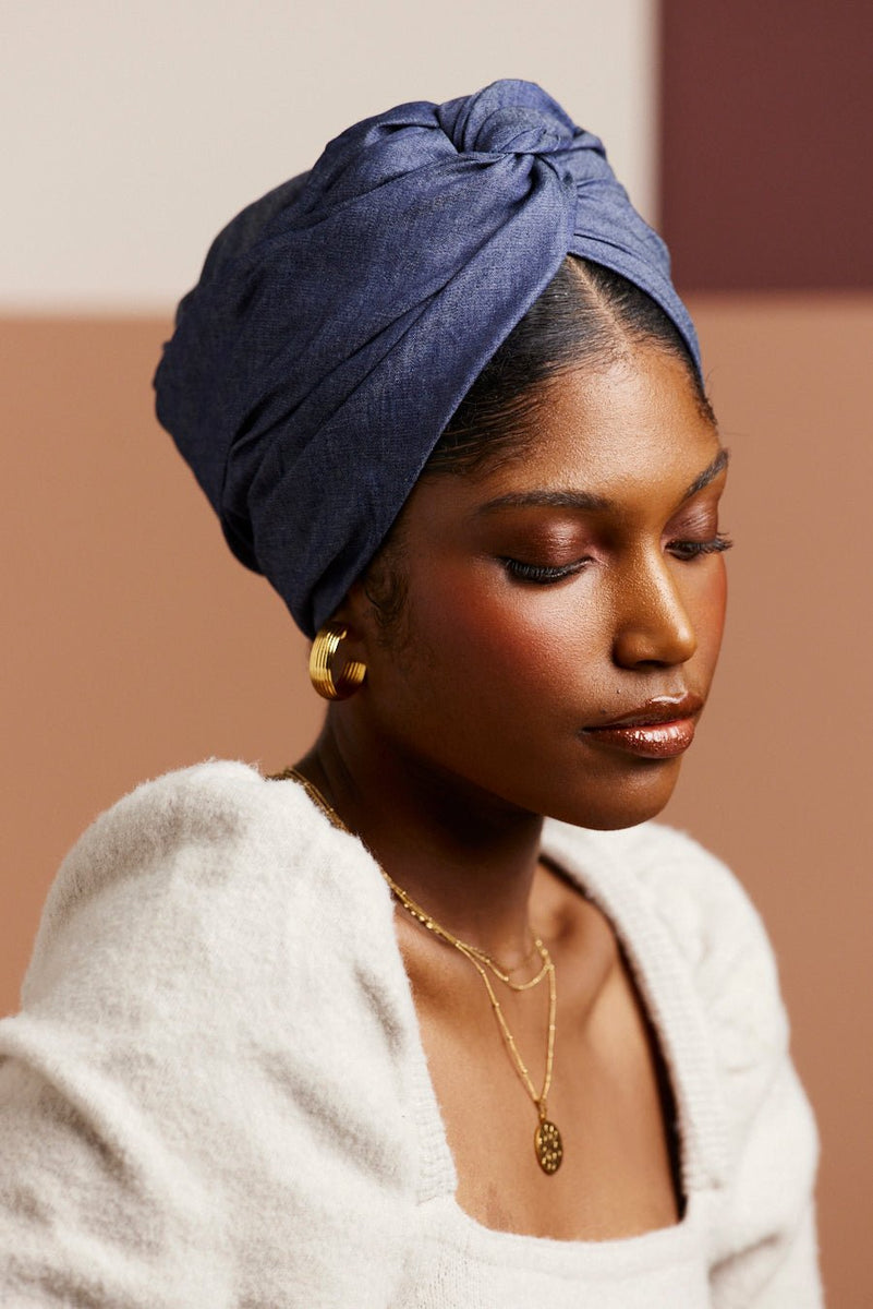 Turban Easy to tie - Jeans brut – Indira de paris