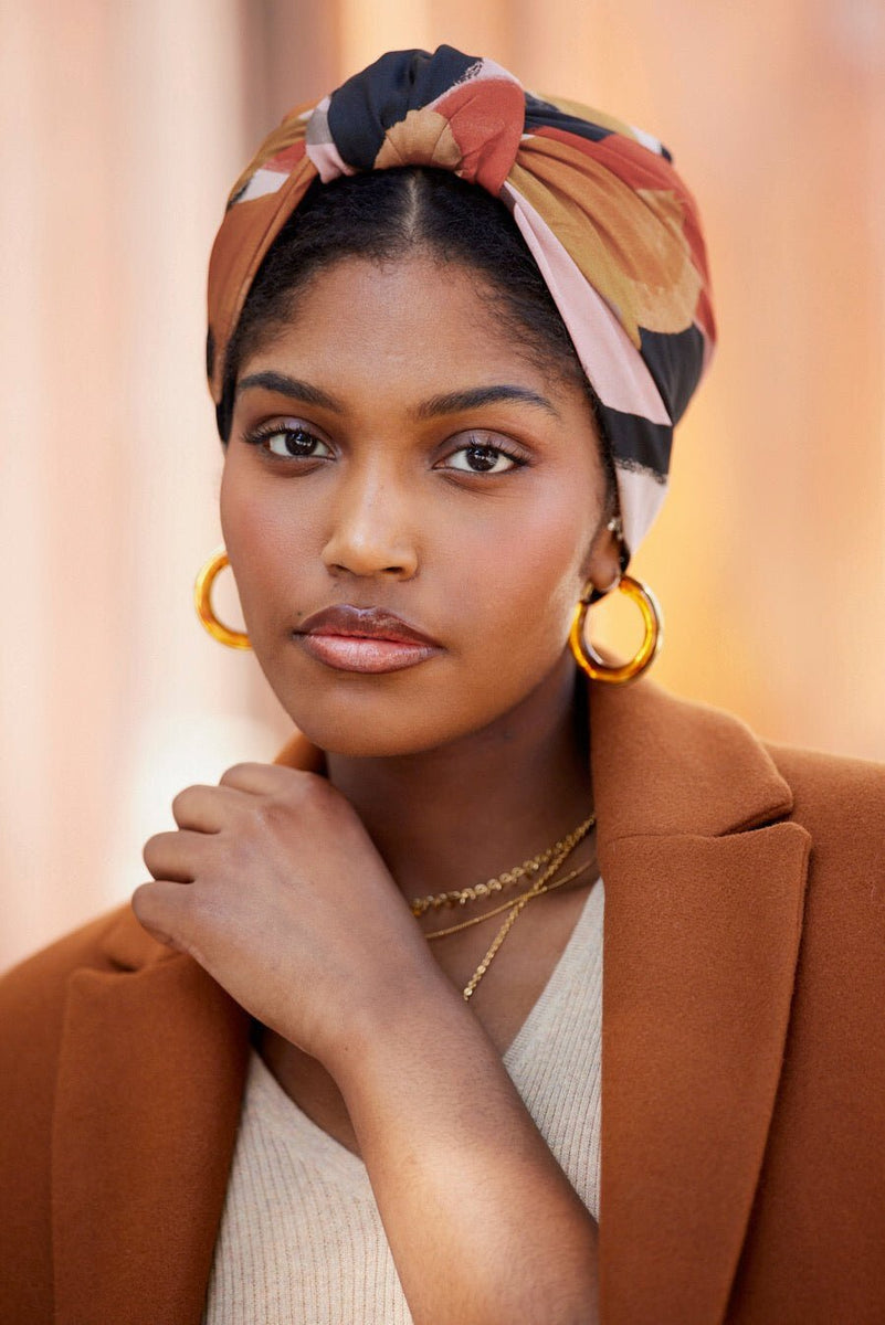 Women's Turban - Retro Style - Orange and Yellow Graphic Pattern ...