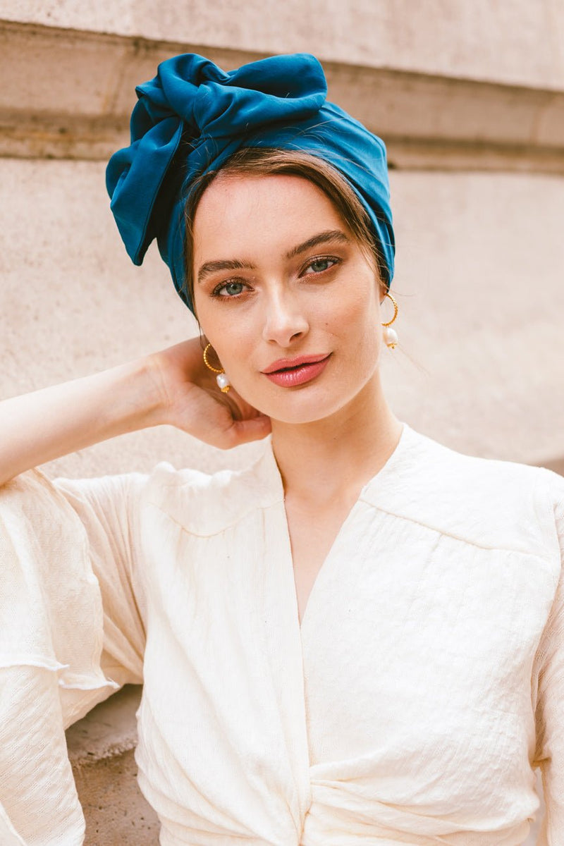 FLEXIBLE WOMEN'S TURBAN DUCK BLUE – Indira de paris