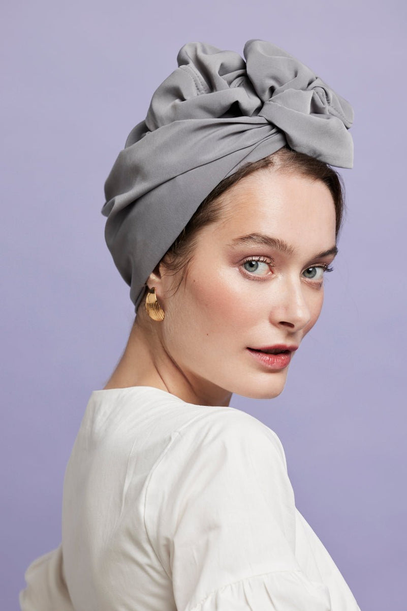 Women's metal rod turban - Light gray – Indira de paris