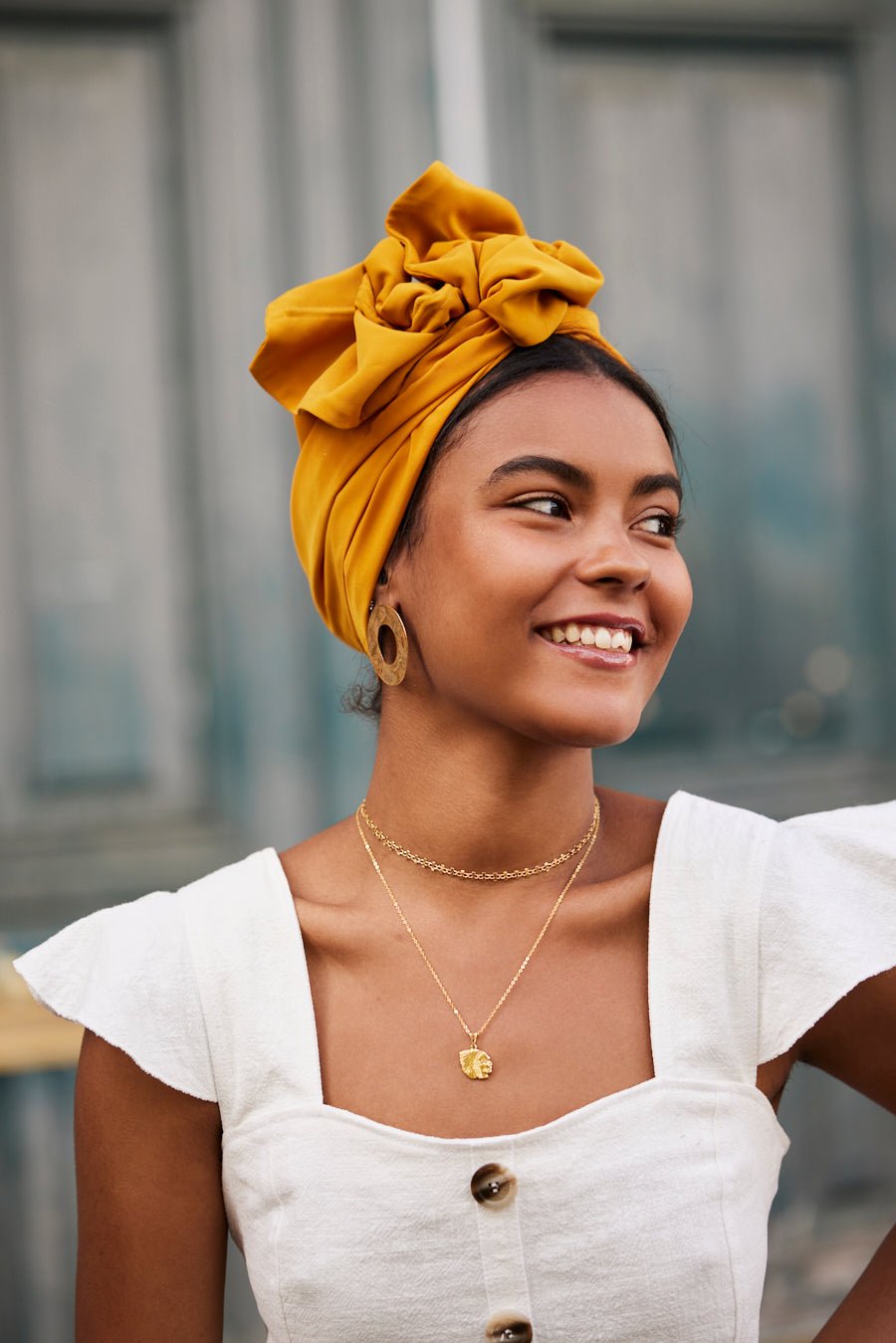 Women's metal rod turban - Mustard yellow – Indira de paris