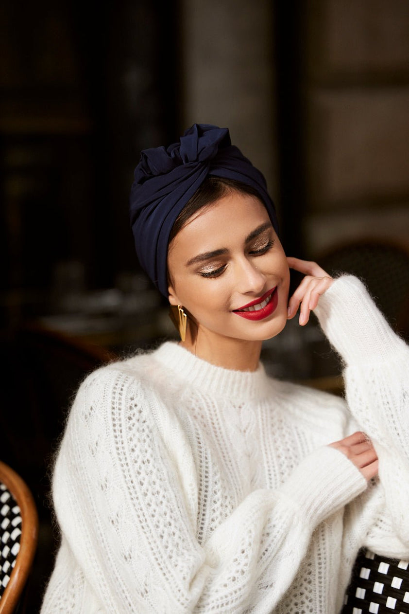 Easy Tie Turban - Navy Blue – Indira de paris