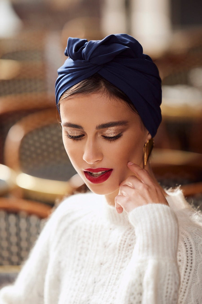 Easy Tie Turban - Navy Blue – Indira de paris
