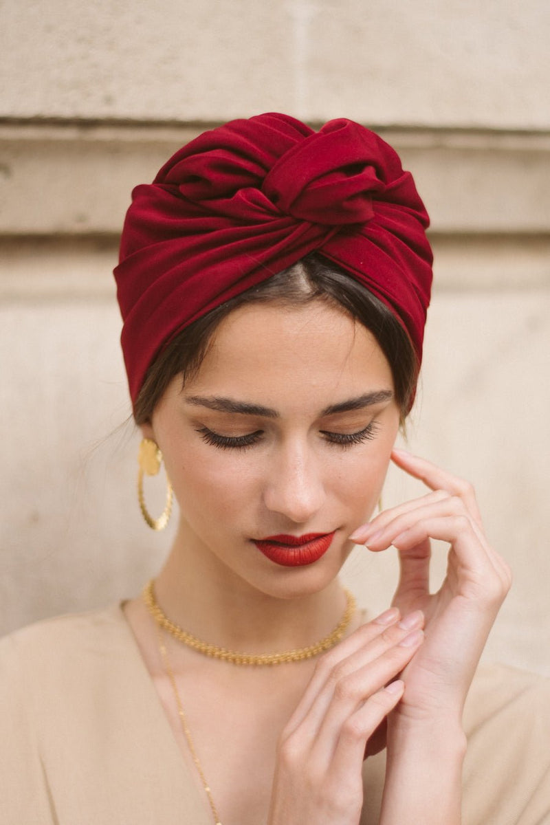 Easy to tie turban - Burgundy red – Indira de paris