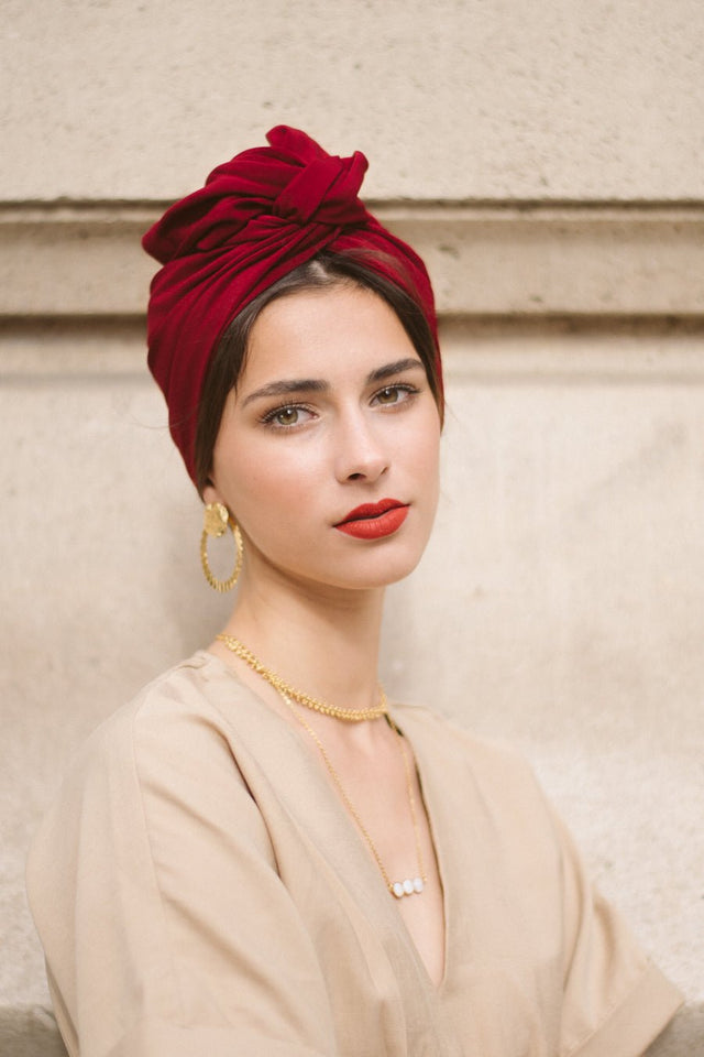 Easy to tie turban - Burgundy red – Indira de paris