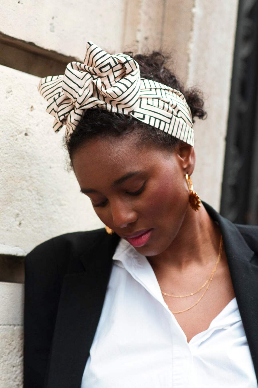 Metal rod hair band - Black and White stripe – Indira de paris