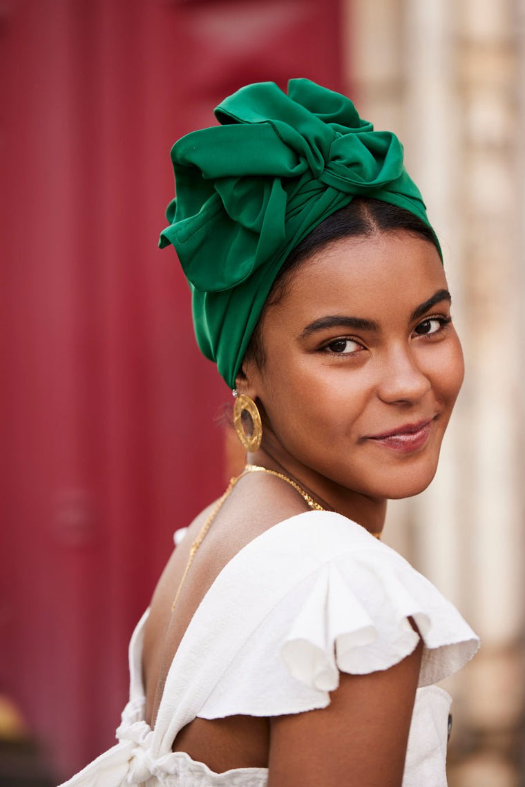 Women's metal rod turban - GREEN – Indira de paris